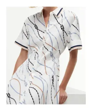 Tommy Hilfiger Rope Print Twill Midi Shirt Dress