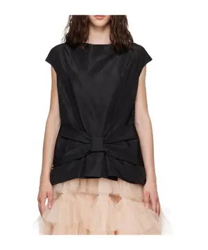 Simone Rocha Bow Detail Peplum Top - Black