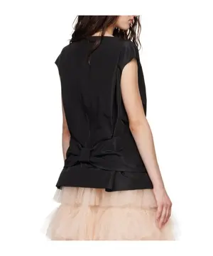Simone Rocha Bow Detail Peplum Top - Black
