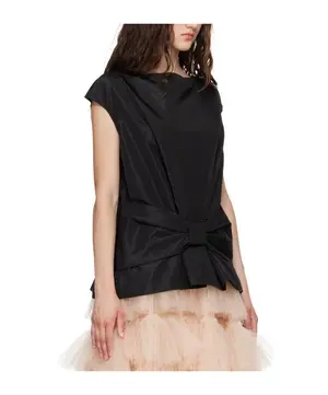 Simone Rocha Bow Detail Peplum Top - Black