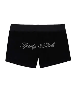 SPORTY  RICH Sporty & Rich Drawstring Shorts With Crystal Logo