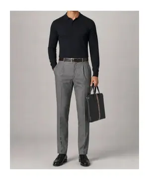 Paul Smith Embroidered Wool Tailored Pant Belt Loops