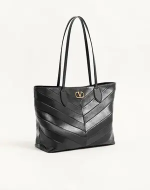 Valentino Garavani Jean Medium Shopping Bag In Nappa With Chevron Motif