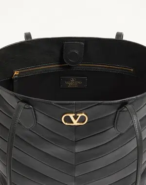 Valentino Garavani Jean Medium Shopping Bag In Nappa With Chevron Motif
