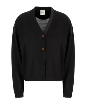 Paul Smith V Neck Knit Top Long Sleeves - Black