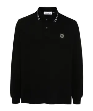 Stone Island Logo-patch Polo Shirt - Black