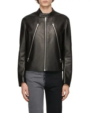 MAISON MARGIELA Mock Neck Leather Jacket