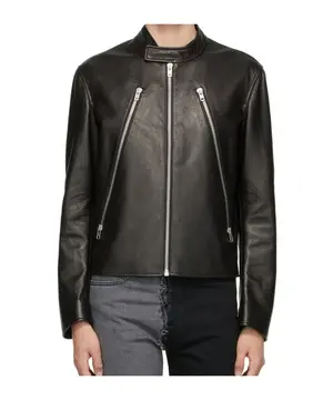 MAISON MARGIELA Maison Margiela Leather Zip-Up Moto Jacket
