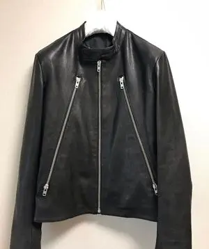MAISON MARGIELA Leather Zip-up Moto Jacket