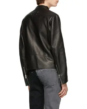MAISON MARGIELA Leather Zip-up Moto Jacket