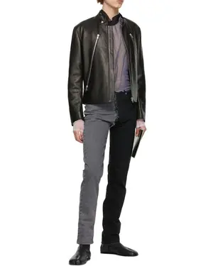MAISON MARGIELA Leather Zip-up Moto Jacket
