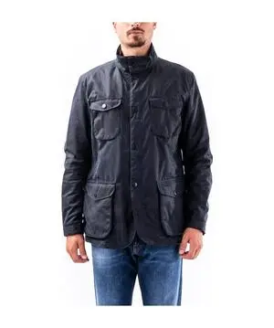 Barbour Navy Blue Lapel Military Jacket - Black