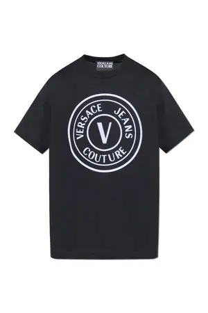 Versace Logo Printed Crewneck T-shirt - Black