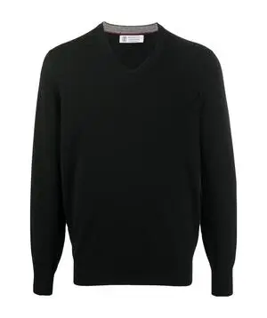 Brunello Cucinelli V-neck Cashmere Jumper - Black