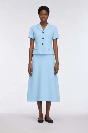 EMILIA WICKSTEAD Alexina Dress In Pale Wool Crepe - Blue