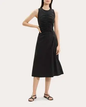 Theory Asymmetric Ruched Tank Dress - Black