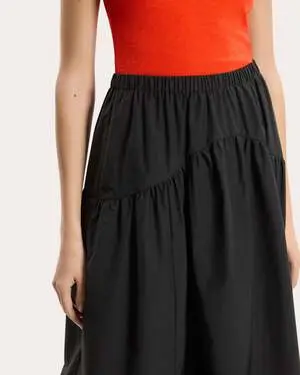 Theory Gathered Yoke Circle Midi Skirt