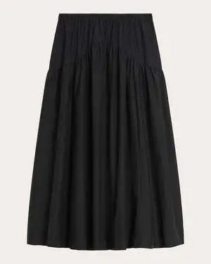 Theory Gathered Yoke Circle Midi Skirt