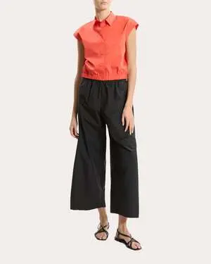 Theory Relaxed Poplin Cap-sleeve Shirt