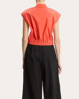 Theory Relaxed Poplin Cap-sleeve Shirt