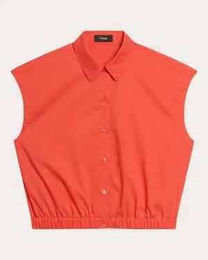 Theory Relaxed Poplin Cap-sleeve Shirt