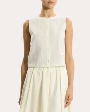 Theory Corded Cotton Button Shell Top
