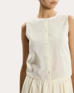 Theory Corded Cotton Button Shell Top