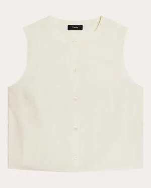 Theory Corded Cotton Button Shell Top