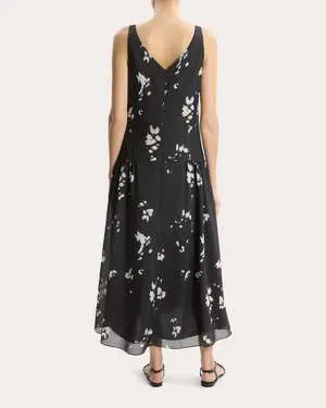 Theory Floral Gathered Drop-waist Dress
