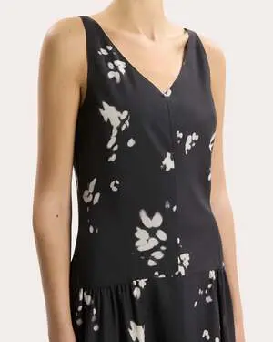 Theory Floral Gathered Drop-waist Dress