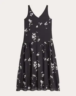 Theory Floral Gathered Drop-waist Dress