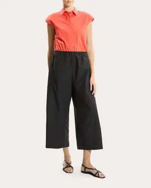 Theory Fluid Cropped Wide-leg Pants - Black