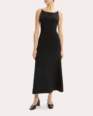 Theory Knit Crochet Boatneck Dress - Black