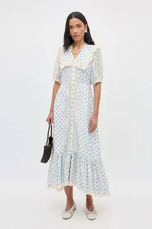 Rixo Edina Seville Floral Cream Regular - White