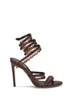 Rene Caovilla Chandelier Sandals In Satin - Brown