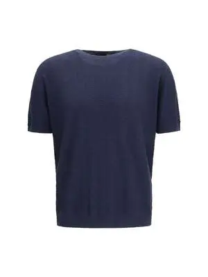Giorgio Armani Short-sleeved Cotton And Silk Sweater - Blue