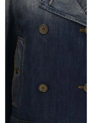 Burberry Cropped Double-breasted Denim Jacket