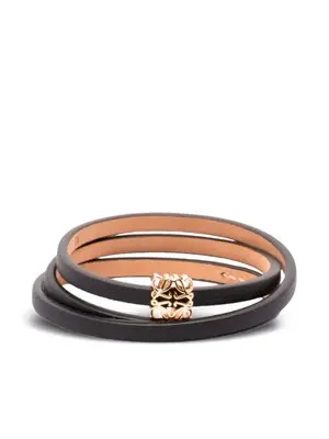 Loewe Anagram Leather Bracelet - Black