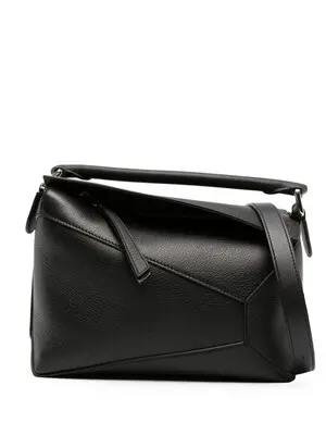 Loewe Small Puzzle Edge Leather Handbag - Black