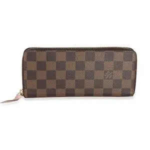 LOUIS VUITTON Rose Ballerine Damier Ebene Canvas Clemence Wallet - Brown