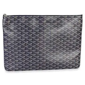 Goyard Goyard Navy Goyardine Canvas Senat Pouch GM Blue