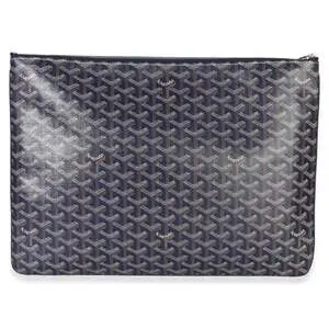 Goyard Navy Goyardine Canvas Senat Pouch Gm