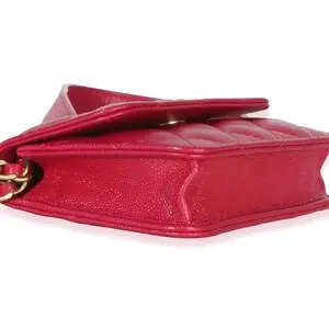 Chanel Quilted Caviar Coin Purse With Chain - Pink