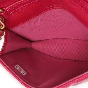 Chanel Quilted Caviar Coin Purse With Chain - Pink