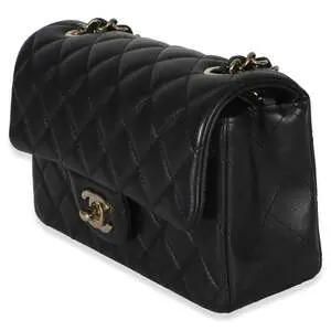 Chanel Quilted Lambskin Rectangular Flap Bag - Black