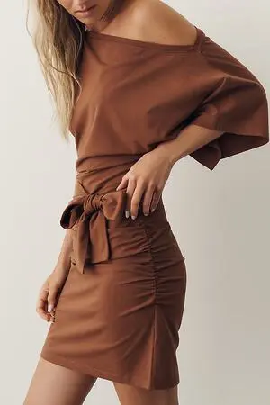 DAILY PRACTICE Off-shoulder Waisted Mi Dress - Tortoise Shell