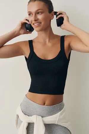 LYREBIRD Seamless Ribbed Open Back Tank - Black