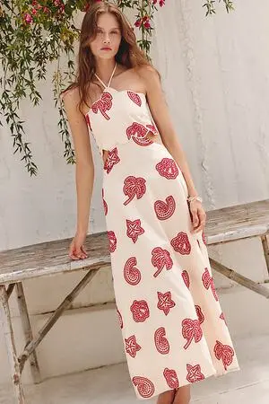 Agua Bendita Ivory Cotton Embellished Maxi Dress