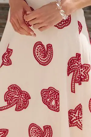 Agua Bendita Ivory Cotton Embellished Maxi Dress