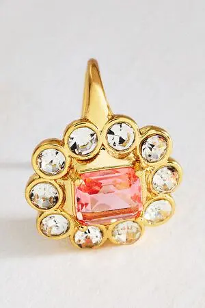 Anthropologie Floral Stone Huggie Earrgs - Rose